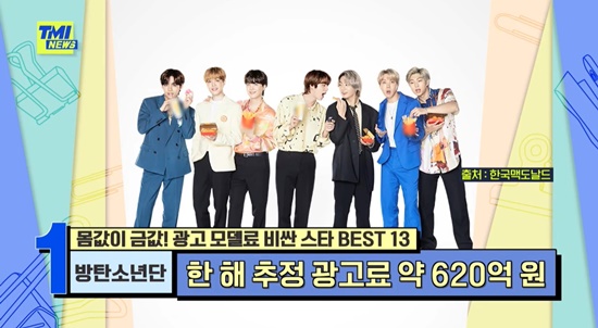 BTS, 20% 자진삭감에도 한해 광고료 620억원 (TMI뉴스) [종합] (엑스포츠뉴스) - 나무뉴스