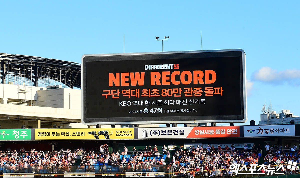 '이글스파크 고별전' 한화, KBO 최다 47회 매진 신기록…구단 최초 80만 관중 돌파 [대전 현장] (엑스포츠뉴스) - 나무뉴스