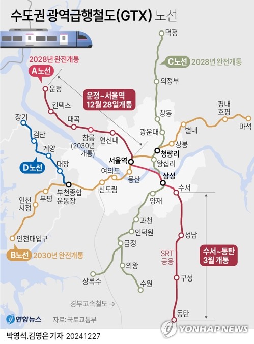 GTX-A 운정중앙∼서울역 내일 개통…요금은 최고 4천450원 - 나무뉴스