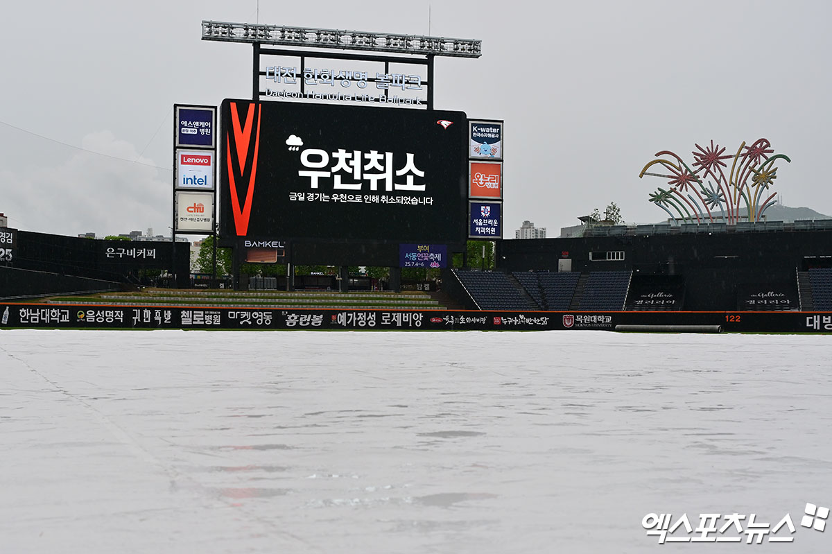 '갑자기 비 쏟아진다' 대전 SSG-한화전 우천취소, 17일 더블헤더 편성…DH1 김광현 VS 폰세 [대전 현장] (엑스포츠뉴스) - 나무뉴스