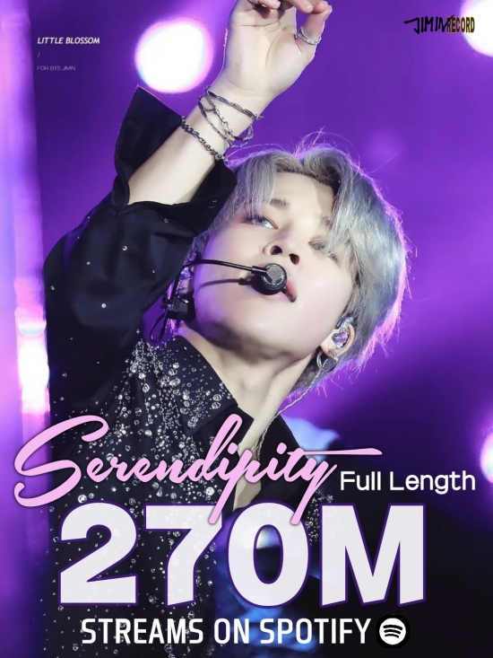 방탄소년단(BTS) 지민 '세렌디피티', 스포티파이 2억 7,000만 스트리밍 돌파 - 나무뉴스