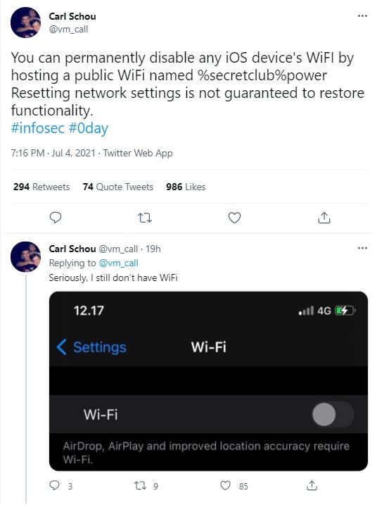 미 보안연구자 "아이폰 WIFI 망가뜨리는 네트워크 또 발견" (연합뉴스) - 나무뉴스